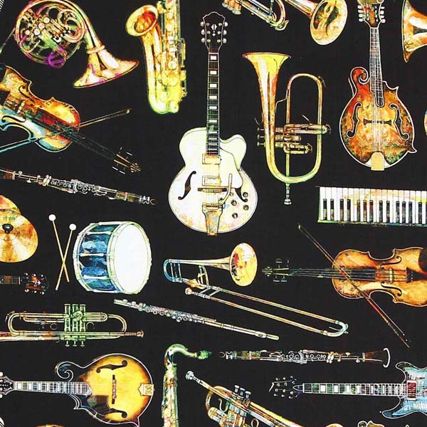 Cotton fabrics with music themed designs ideal for patchwork quilts ...